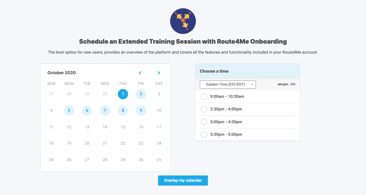 Onboarding Scheduling - Schedule a Free Platform Training Session