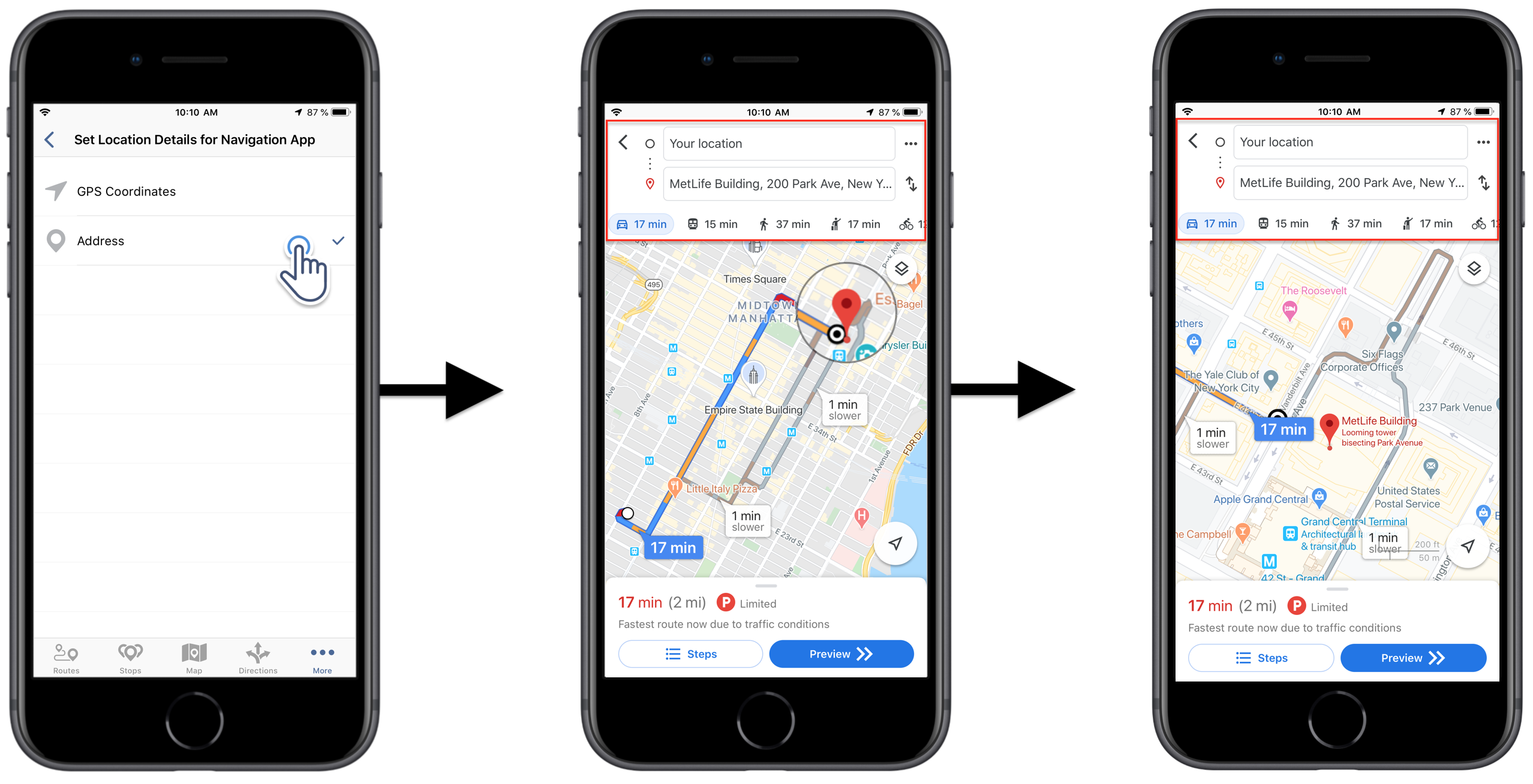 Navigation Precision Settings On IPhone Route Planner App