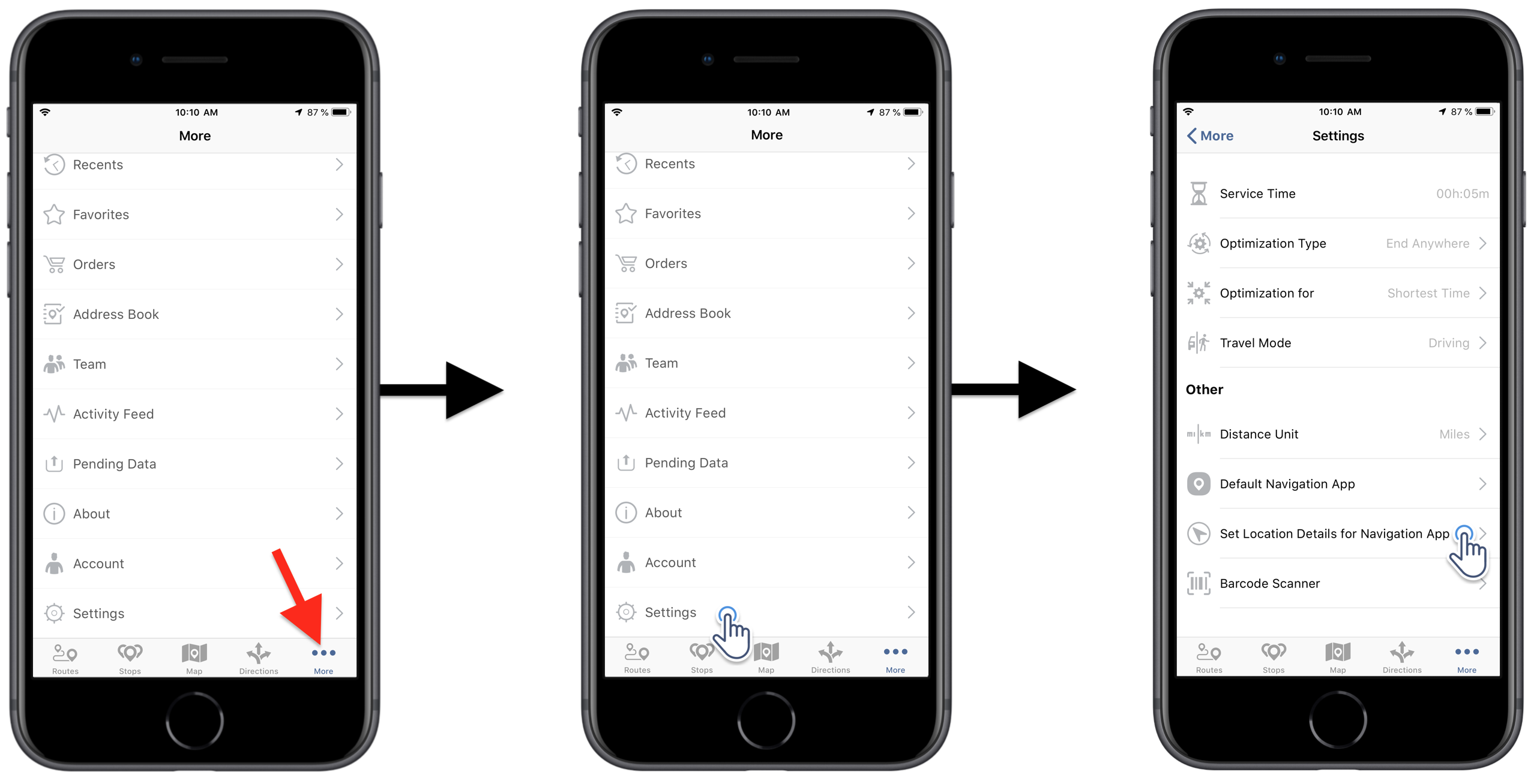 Navigation Precision Settings On IPhone Route Planner App