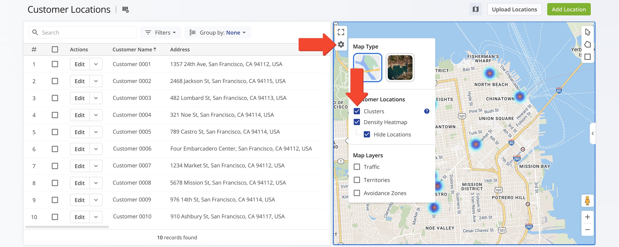 Customer Locations - Last Mile Route Optimization Software