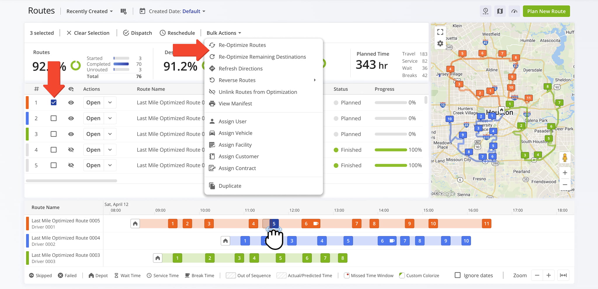 Move Route Destinations Within And Between Routes Using Routes Timeline